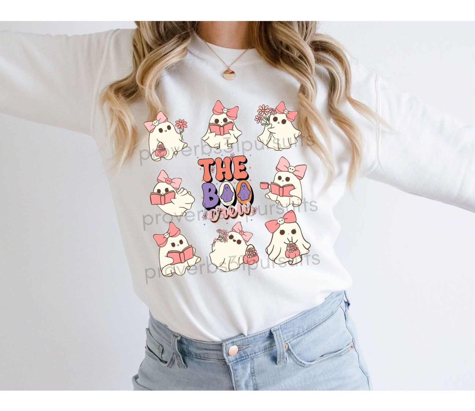 Pink Ghost Boo Crew Png, Cute Pink Ghost Boo Crew Svg, Halloween Boo ...