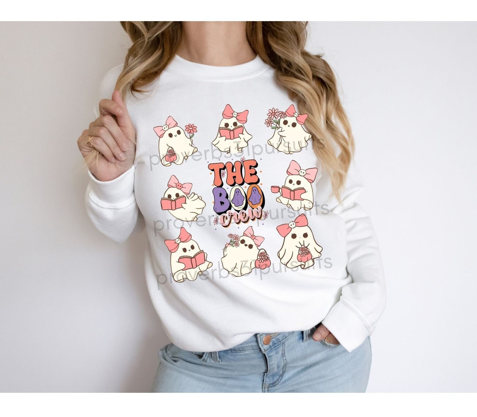 Pink Ghost Boo Crew Png, Cute Pink Ghost Boo Crew Svg, Halloween Boo ...