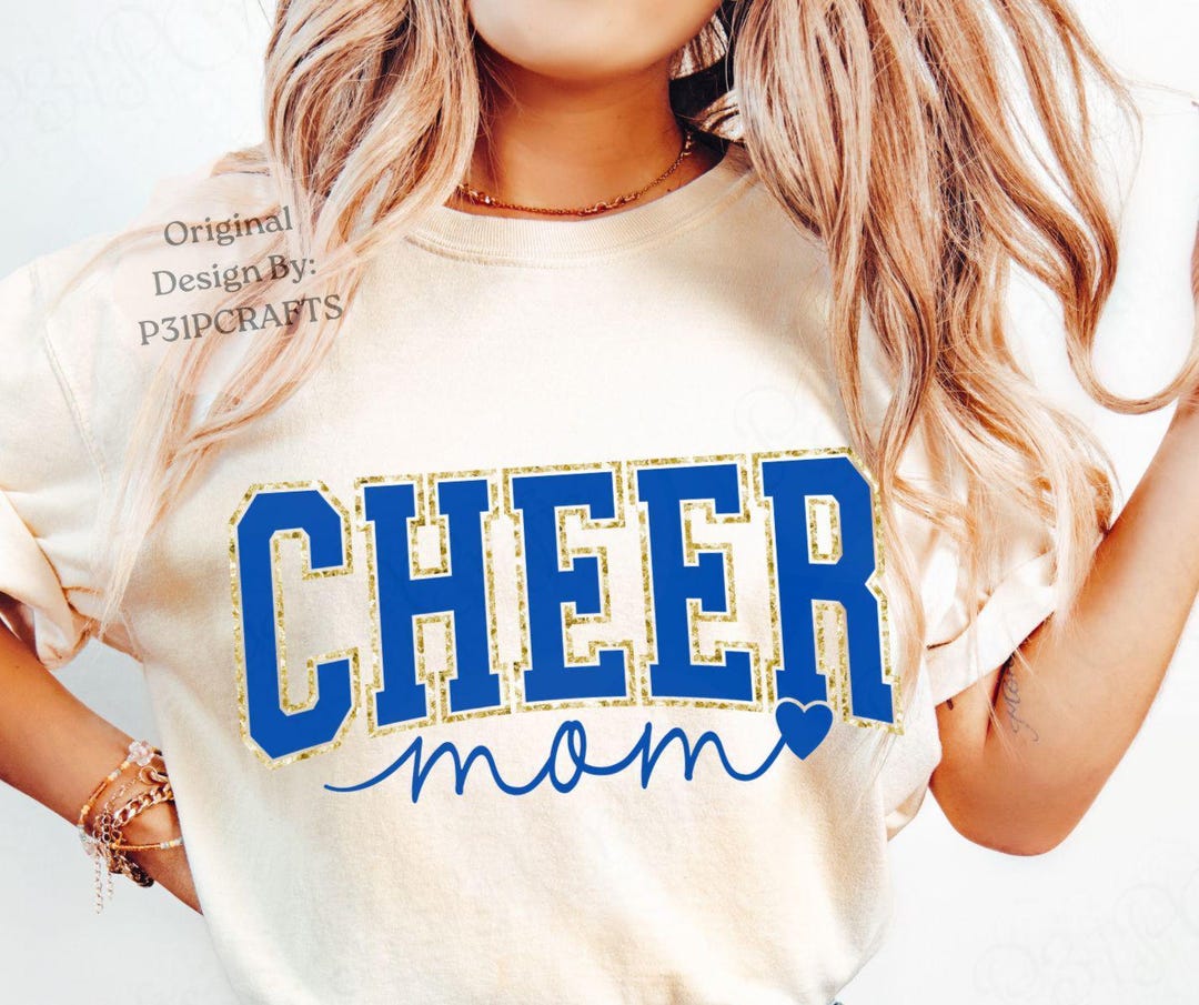 Preppy Cheer Mom PNG, Cheer Png, Blue Gold Cheer Mom Shirt Design ...