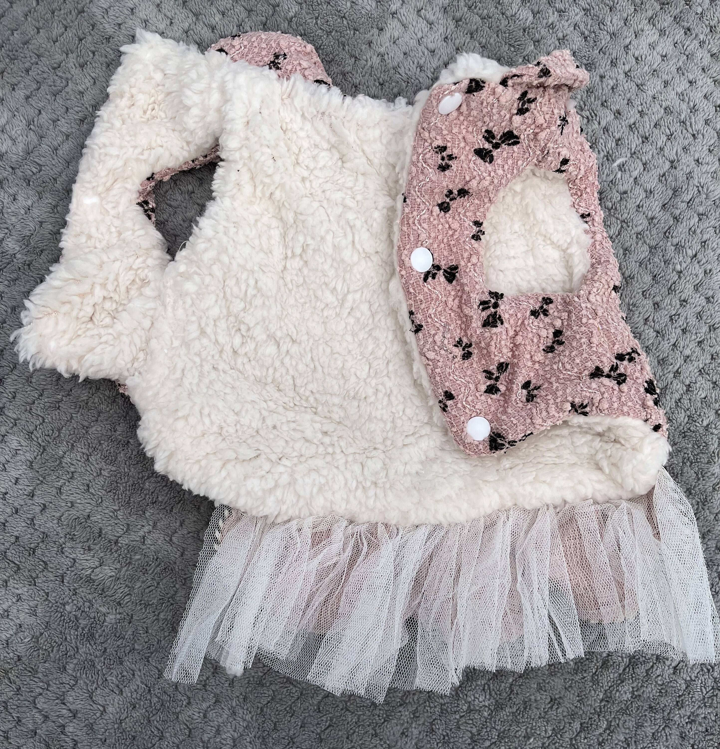 Pink Tweed Dog Dress - Sherpa Lined, Removable Flower, Small Dogs - Etsy