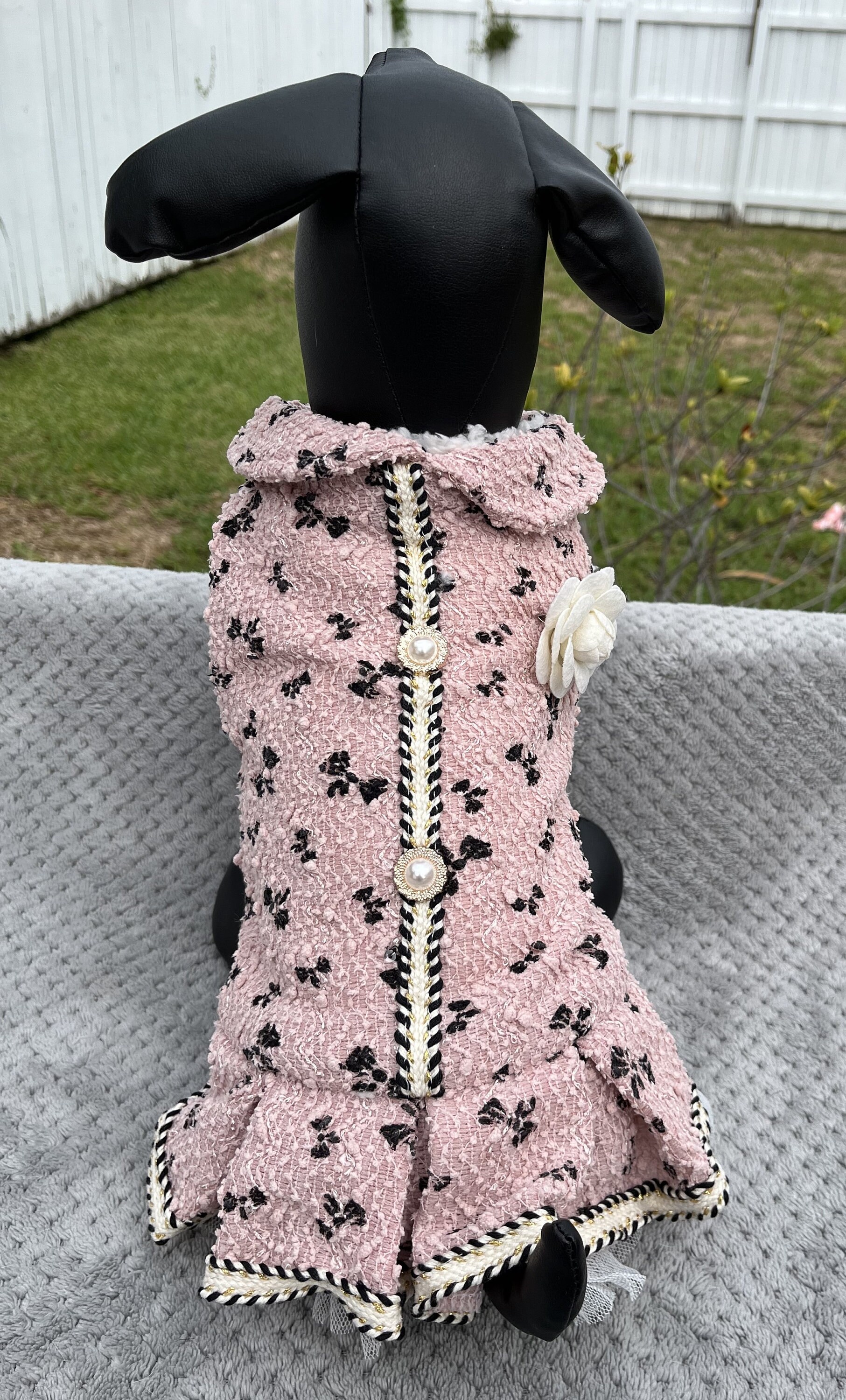 Pink Tweed Dog Dress - Sherpa Lined, Removable Flower, Small Dogs - Etsy