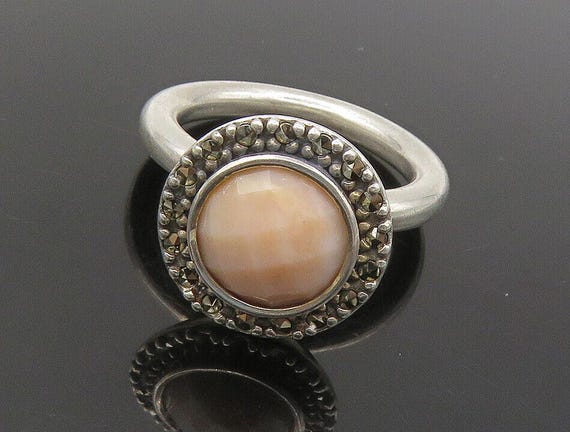 PANDORA 925 Silver Faceted Stone Marcasite Cocktail Ring Sz 6 RG18065 Etsy