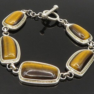 WHITNEY KELLY 925 Silver Vintage Unique Tiger's Eye Chain Bracelet BT9448 - Etsy