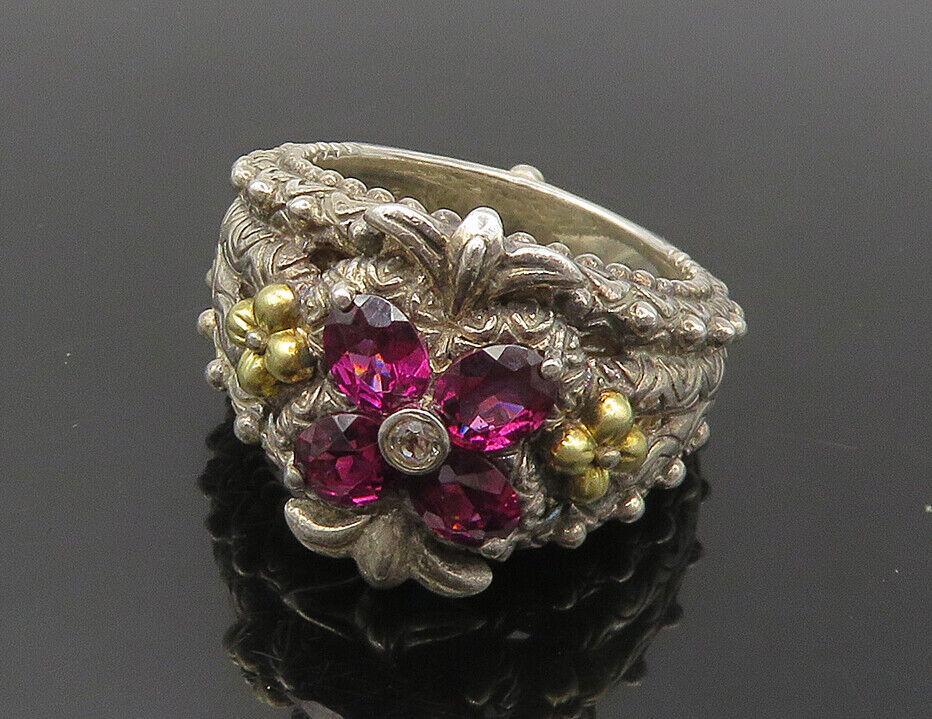 BARBARA BIXBY 925 Silver & 18K GOLD Vintage Topaz Band Ring BARBARA BIXBY 925 Silver & 18K GOLD Vintage Topaz Band Ring