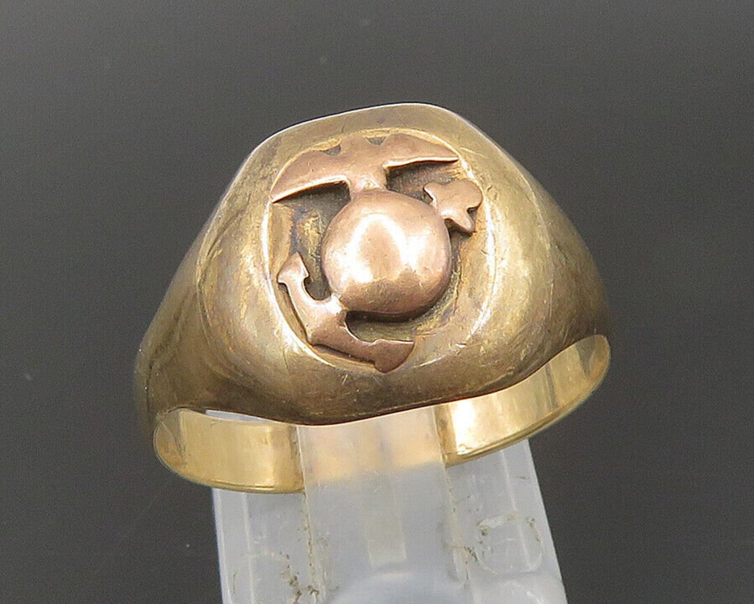 10K GOLD Vintage Antique Two Tone US Military Signet Ring Sz 9 GR345 - Etsy