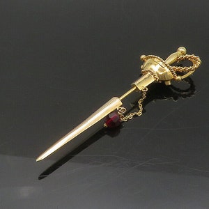 18K GOLD Vintage Garnet Shiny Sword & Sheath Lapel Pin GOT022 - Etsy