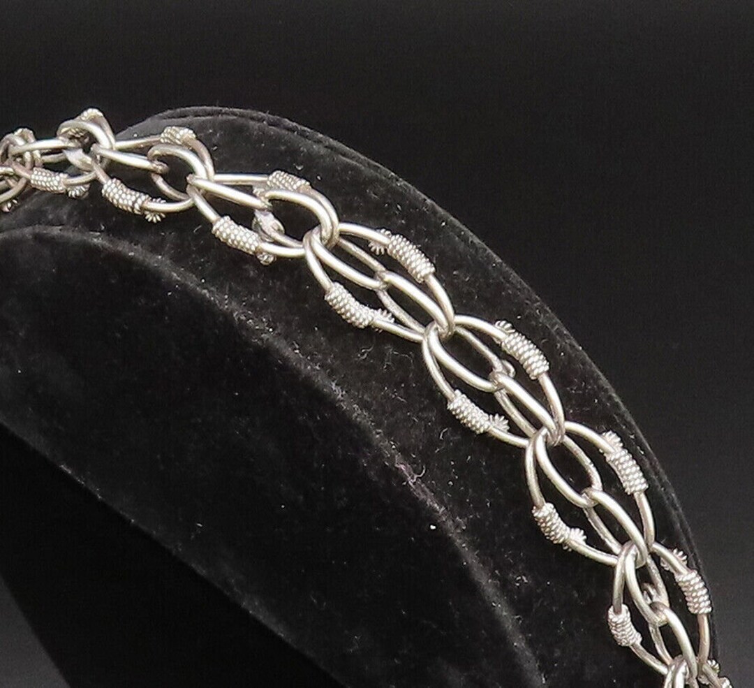 925 Silver Vintage Interlocking Rope Wrapped Twisted Circle Bracelet ...