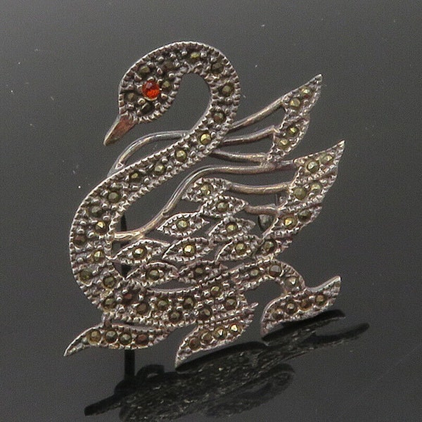 Swan Marcasite Pin - Etsy
