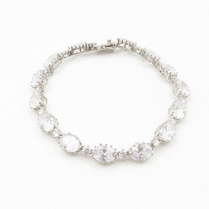 STAUER 925 Silver Sparkling Prong Set Cubic Zirconia Chain Bracelet ...