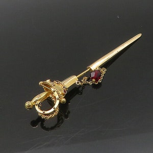 18K GOLD Vintage Garnet Shiny Sword & Sheath Lapel Pin GOT022 - Etsy