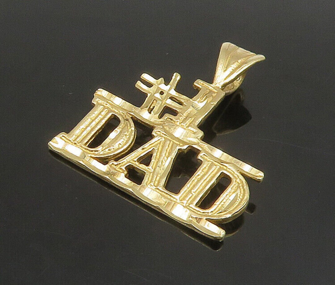 14K GOLD Vintage Shiny Diamond Cut Number One Dad Pendant - Etsy