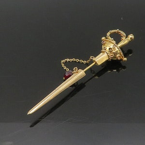 18K GOLD Vintage Garnet Shiny Sword & Sheath Lapel Pin GOT022 - Etsy