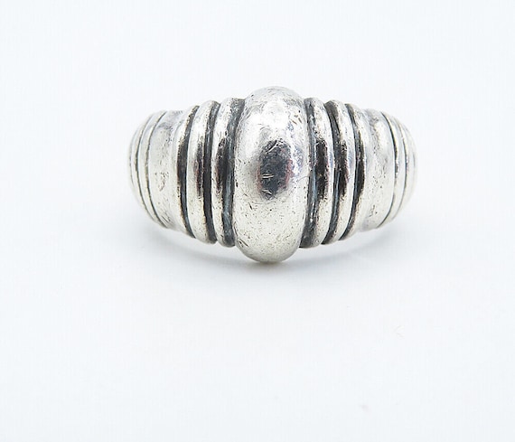 925 Sterling Silver - Shiny Fluted Tapered Dome Style… - Gem