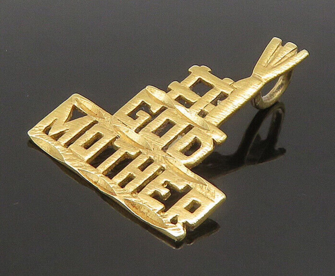 14K GOLD Vintage Shiny Petite Number One God Mother Pendant - Etsy
