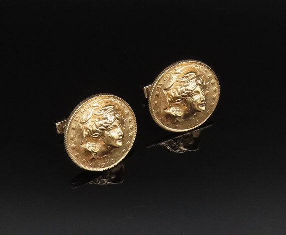 14K GOLD - Vintage Carved Heavy 3D Goddess Coin Cuff … - Gem