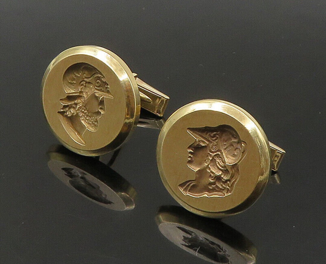 14K GOLD Vintage Heavy Male & Female Warrior Cufflinks GOT025 - Etsy