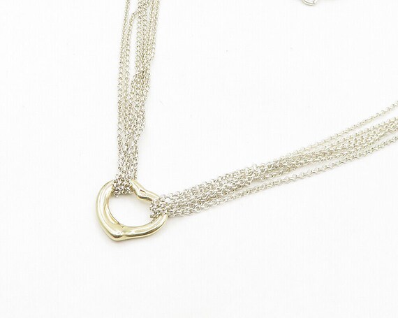 925 Silver & 14K GOLD - Vintage Love Heart Multi-Stra… - Gem