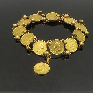 22K GOLD Vintage Shiny United States Dollar Coin Chain Bracelet GBR029 ...