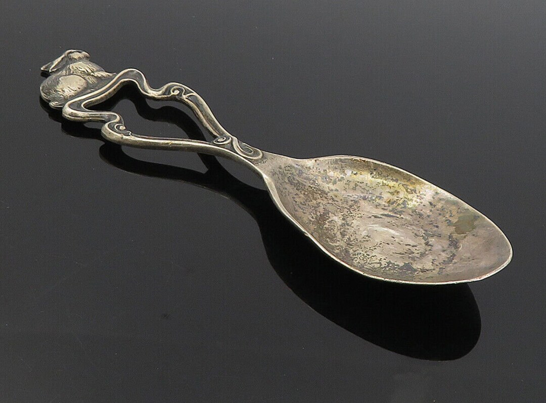 925 Sterling Silver Vintage Antique Oxidized Rabbit Decorative Spoon ...