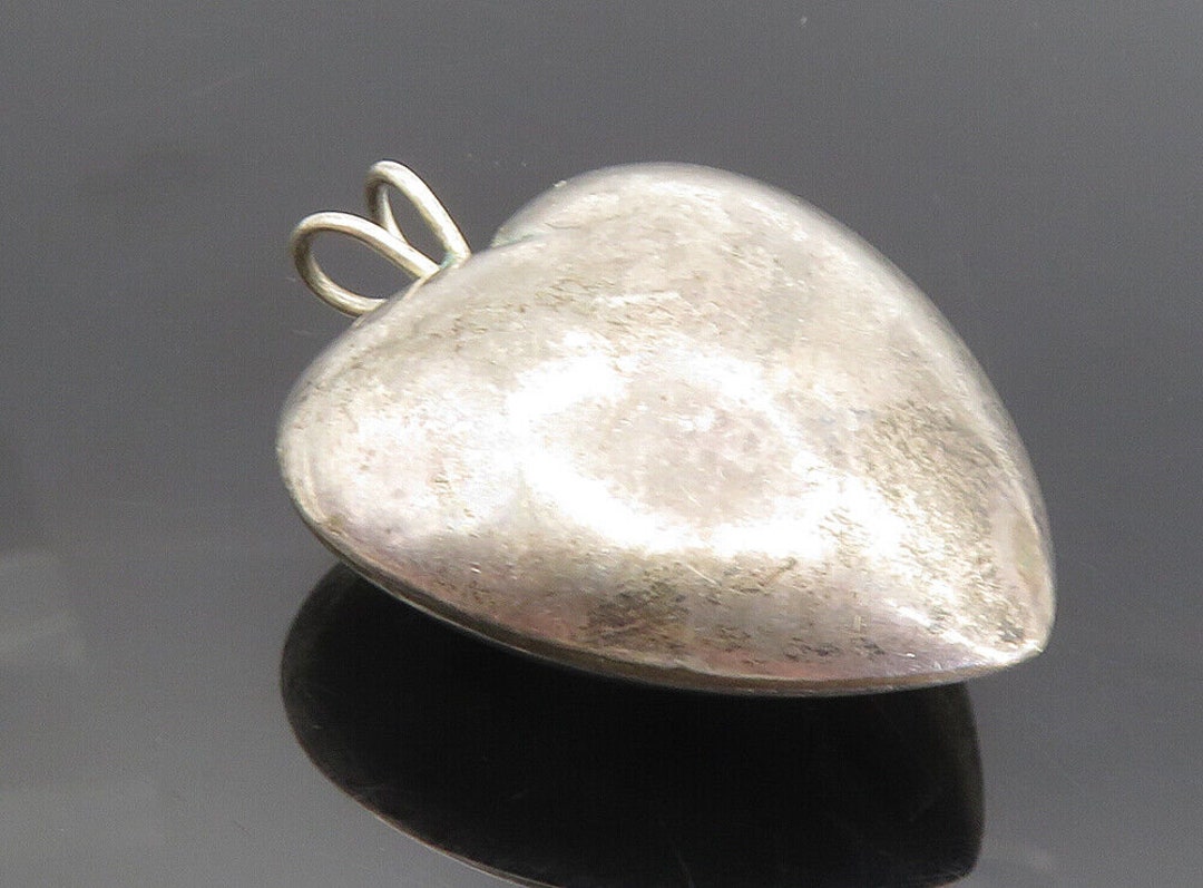 PETER BRAMS 925 Sterling Silver Vintage Dark Tone Puffy Heart Pendant ...