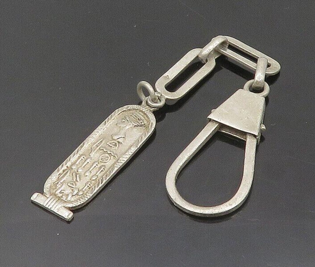 MIDDLE EAST 925 Silver Vintage Hieroglyphics Cartouche Key Chain TR2645 ...