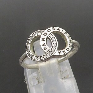 PANDORA 925 Silver Vintage Interlocking Logo Circles Topaz Ring Sz 6 RG24528 - Etsy