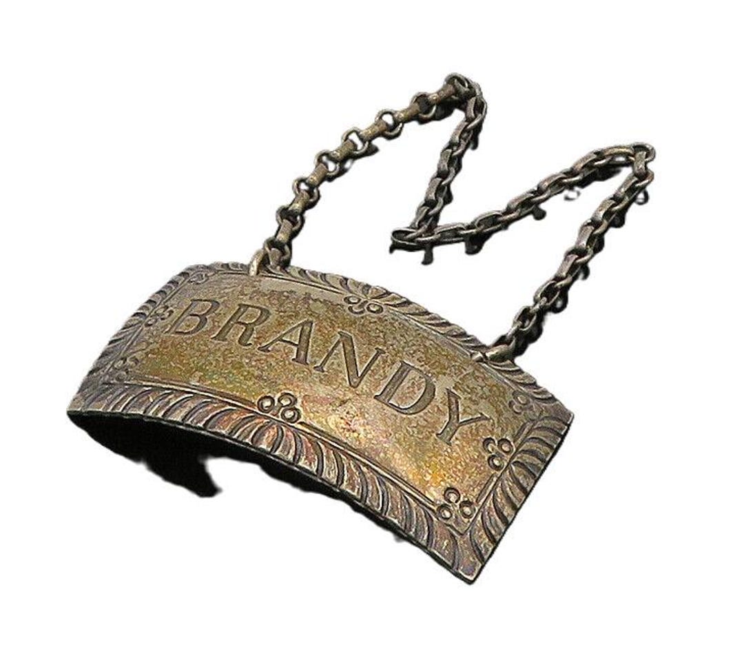 STIEFF 925 Sterling Silver Vintage Brandy Liquor Bottle Tag Label ...