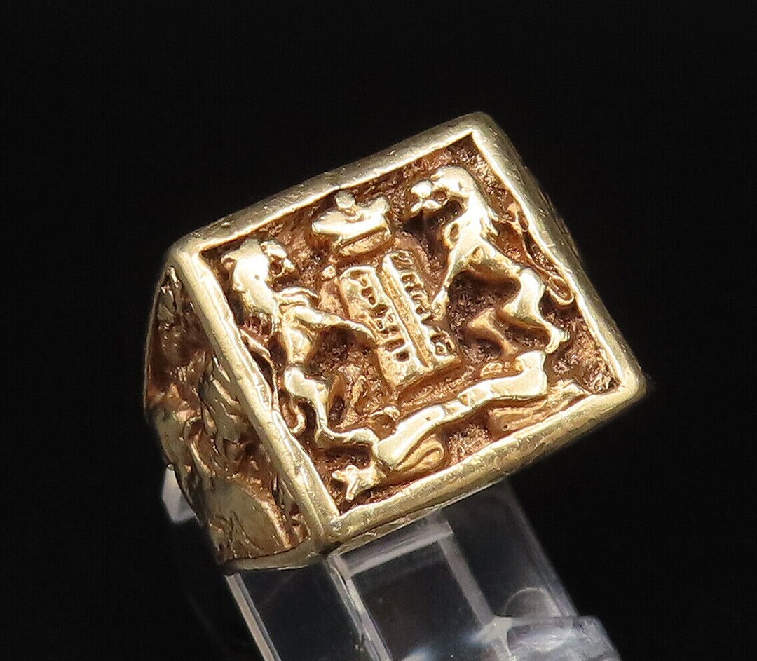 14K GOLD Vintage Moses & the 10 Commandments Signet Ring Sz 8.5 GR600 ...