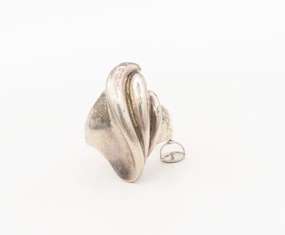 925 Silver Vintage Ring Minimalist Solid Carved Swirl… - Gem