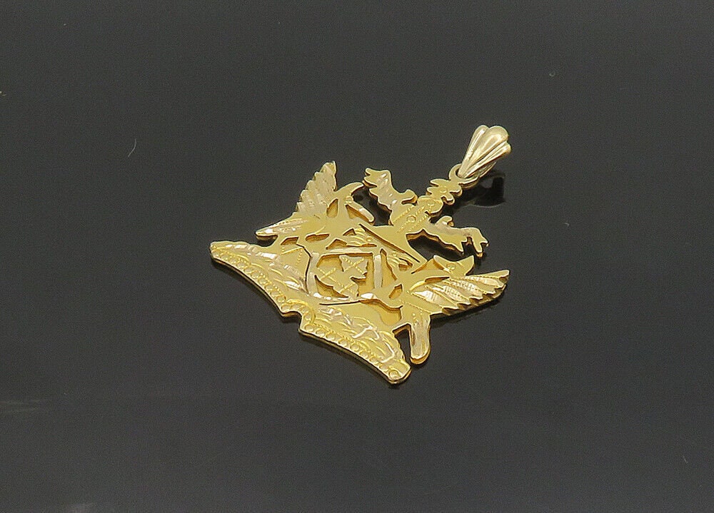 10K GOLD Vintage Shiny Birds & Shield Emblem 14K Bail - Etsy