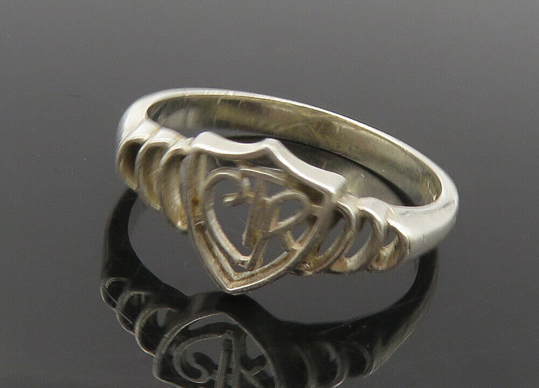 925 Sterling Silver Vintage Shiny Open CTR Initials Band Ring Sz 5 ...