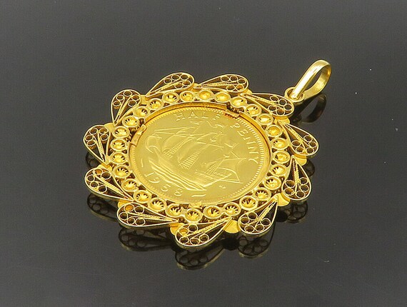 22K GOLD - Vintage Shiny Queen Elizabeth Half Penny C… - Gem