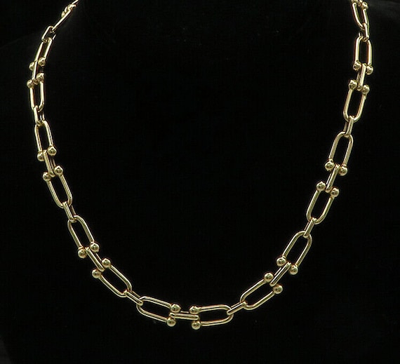 10K GOLD - Vintage Shiny Matte Z Hinge Link Chain Bra… - Gem