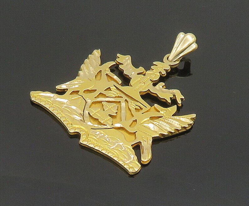 10K GOLD Vintage Shiny Birds & Shield Emblem 14K Bail - Etsy
