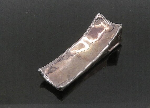 925 Sterling Silver Vintage Shiny Sculpted Smooth Lon… - Gem