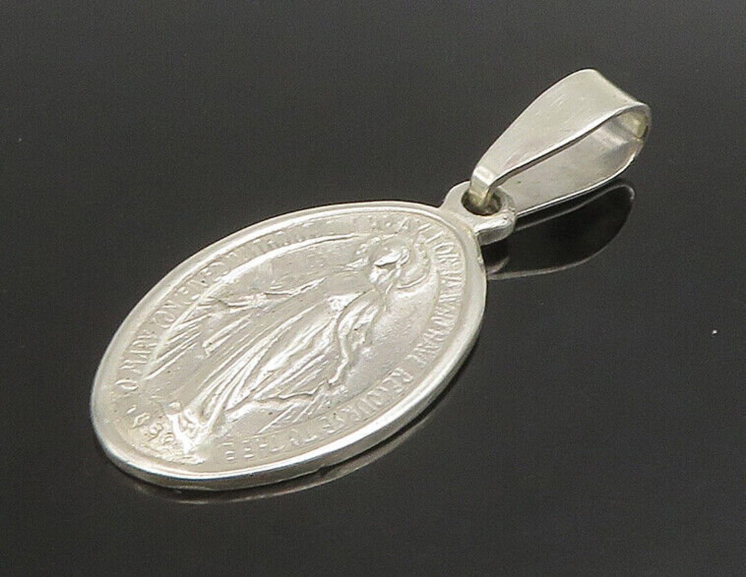 925 Sterling Silver Vintage Virgin Mary Miraculous Medal - Etsy