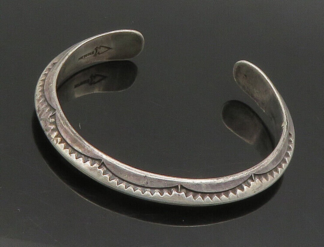 JIM WILLIAMS NAVAJO 925 Silver Vintage Etched Pattern Cuff Bracelet ...