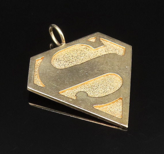 14K GOLD - Vintage Superhero Superman Symbol Pendant … - Gem