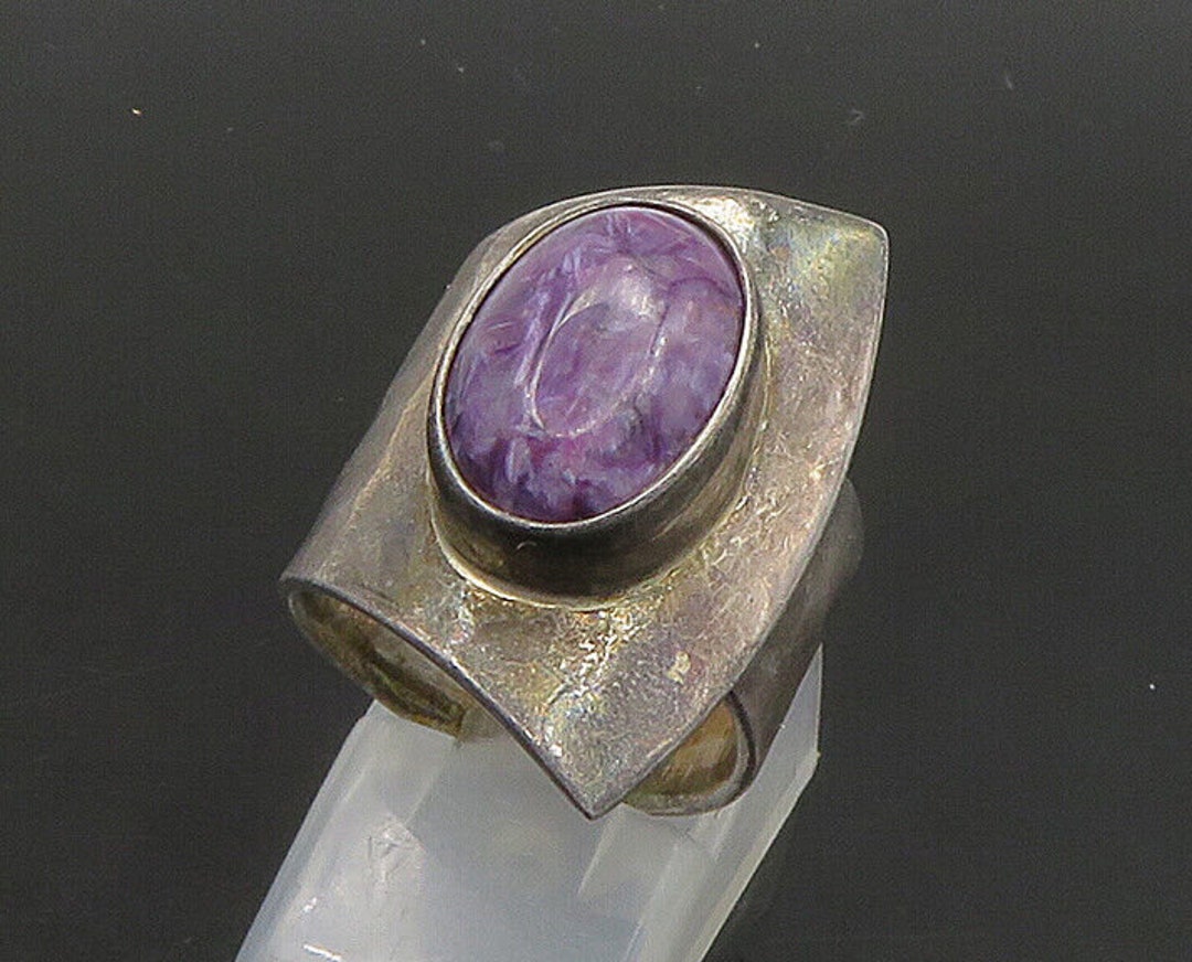 DDD MEXICO 925 Silver Vintage Charoite Hammered Cocktail - Etsy