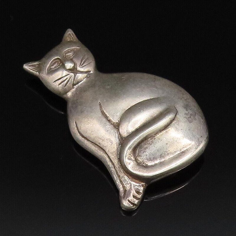 Sterling Cat Pin - Etsy