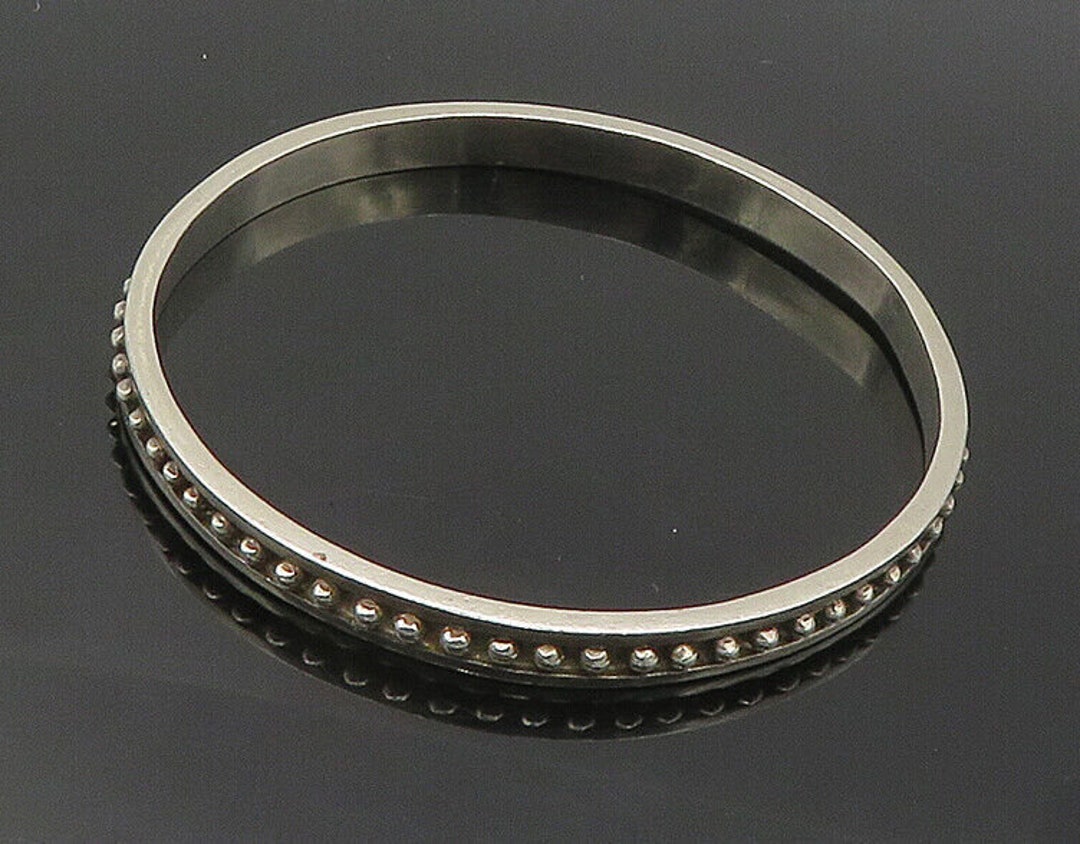 925 Sterling Silver Vintage Shiny Spiked Round Bangle Bracelet BT7118 ...