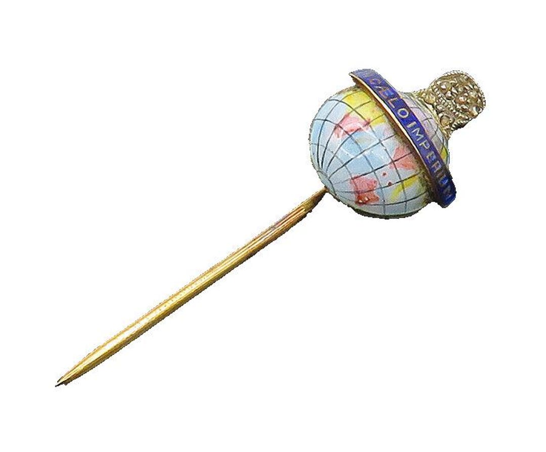 SWEDEN 18K GOLD Vintage Antique Old Cut Diamonds Globe Lapel Pin GOT012 ...