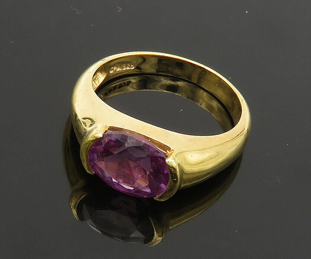 DAVID SIGAL 925 Silver Topaz Shiny Gold Plated Band Ring Sz - Etsy