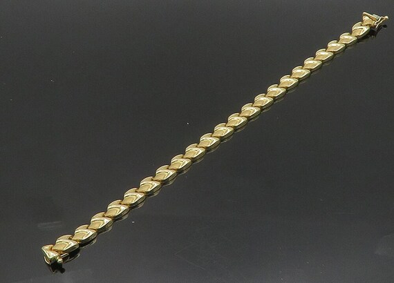 10K GOLD Vintage Shiny Matte Z Hinge Link Chain Brace… - Gem