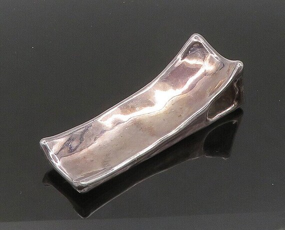 925 Sterling Silver Vintage Shiny Sculpted Smooth Lon… - Gem