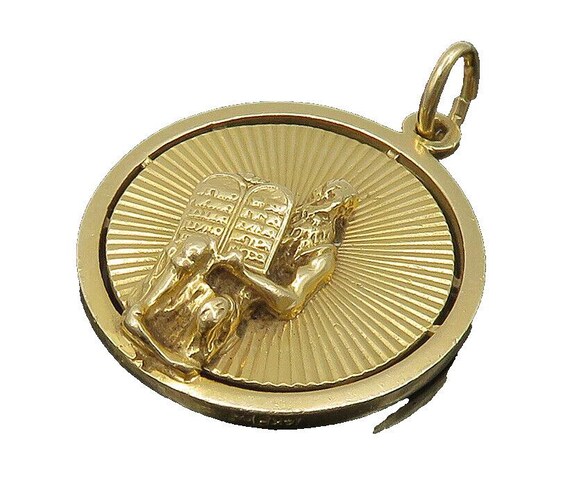 14K GOLD Vintage Shiny Moses Ten Commandments Religio… - Gem