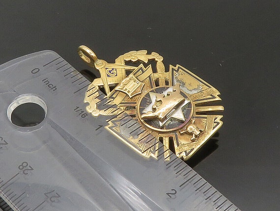 14K GOLD - Vintage Antique Masonic Symbols Locket Pen… - Gem