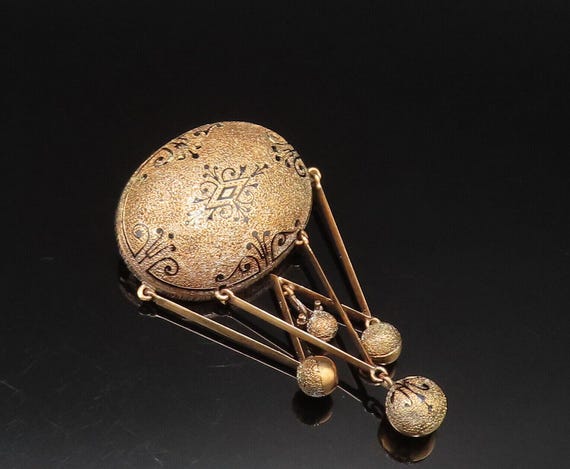 14K GOLD Vintage Antique Victorian Brushed Sphere Tas… - Gem