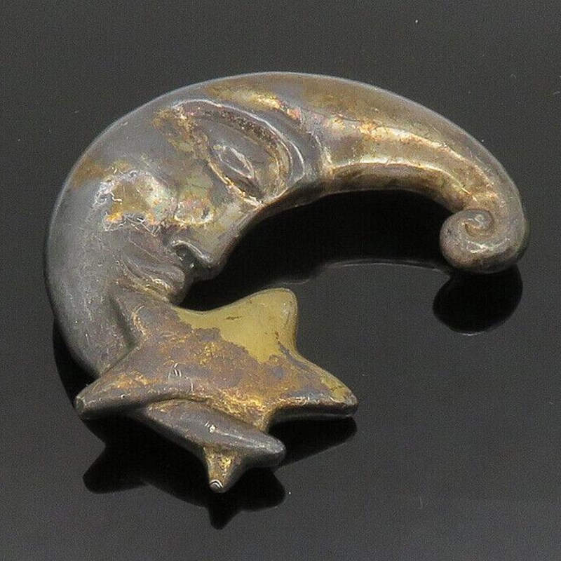 Silver Moon Brooch - Etsy