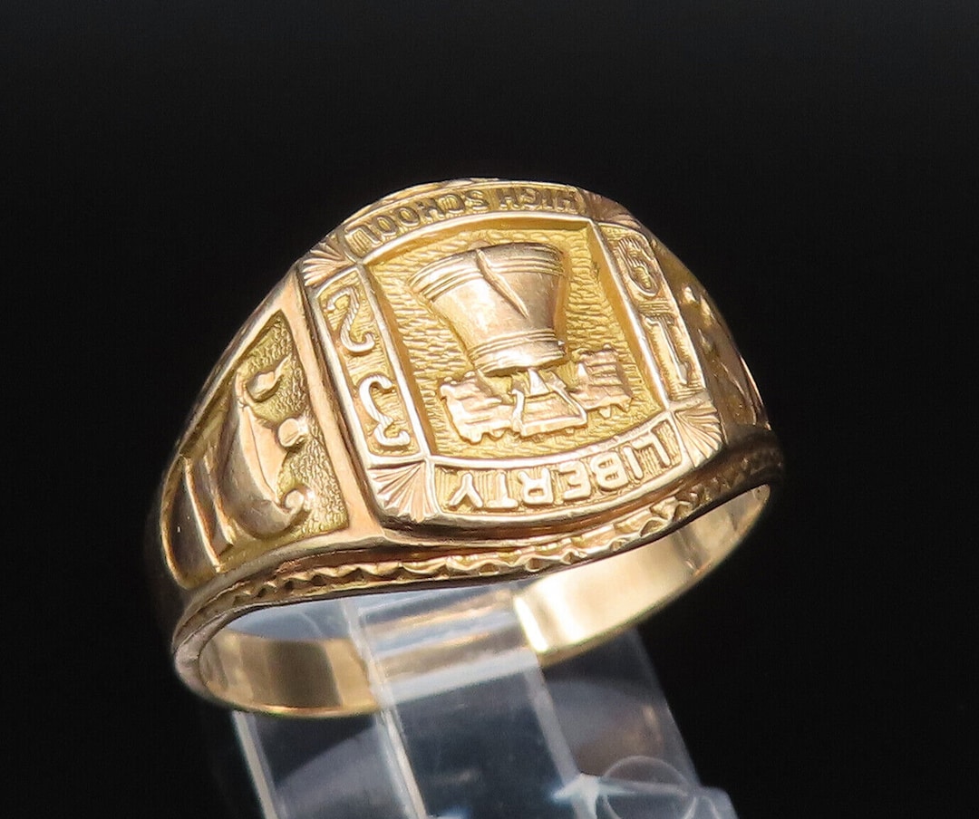 10K GOLD Vintage Antique Liberty Highschool 1932 Class Ring Sz 10.5 ...